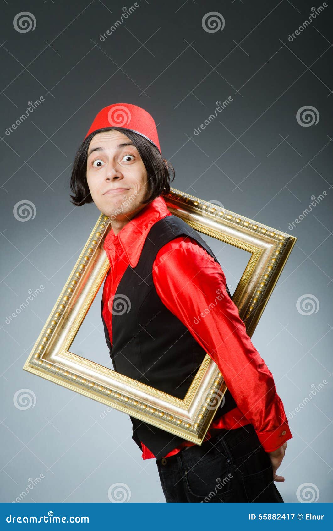 Man wearing red fez hat stock image. Image of expression - 65882417
