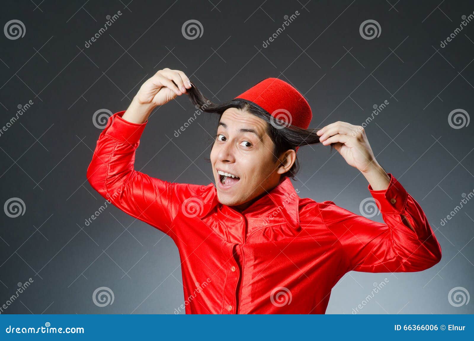 The Man Wearing Red Fez Hat Stock Photo - Image of muslim, humor: 66366006