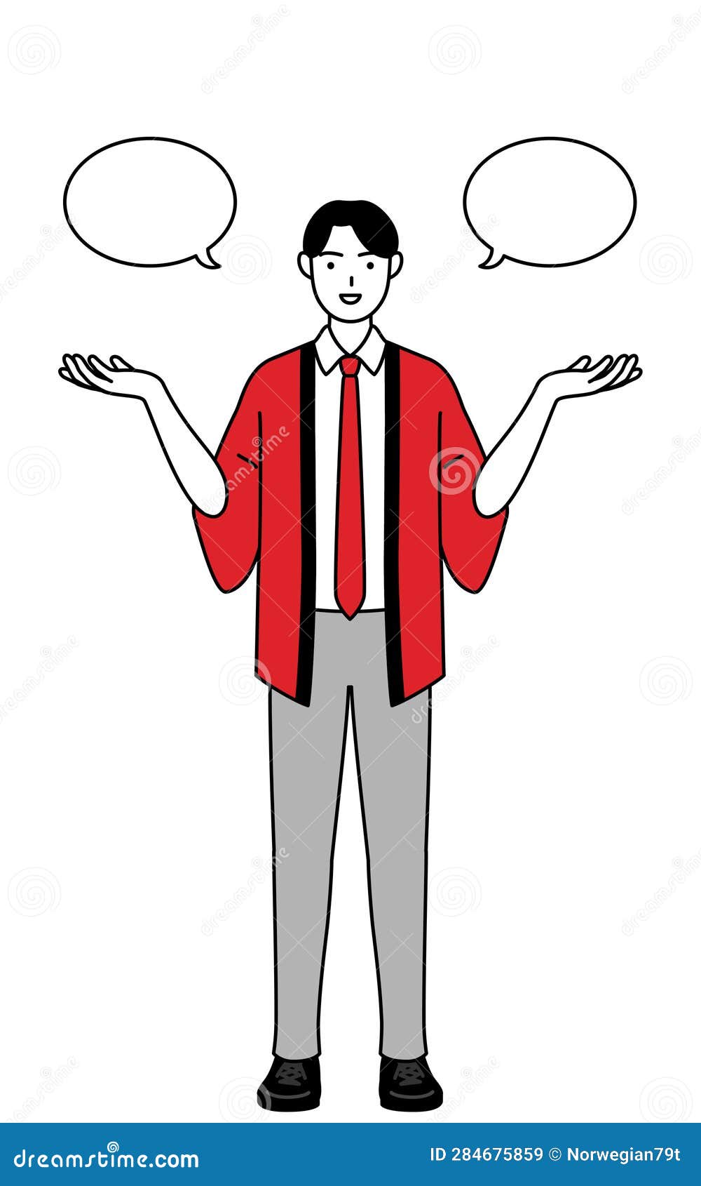Man Wearing A Red Happi Coat With Wipeout And Comparison Cartoon Vector ...