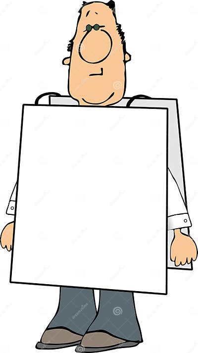 Man wearing a sign stock illustration. Illustration of cartoon - 580105