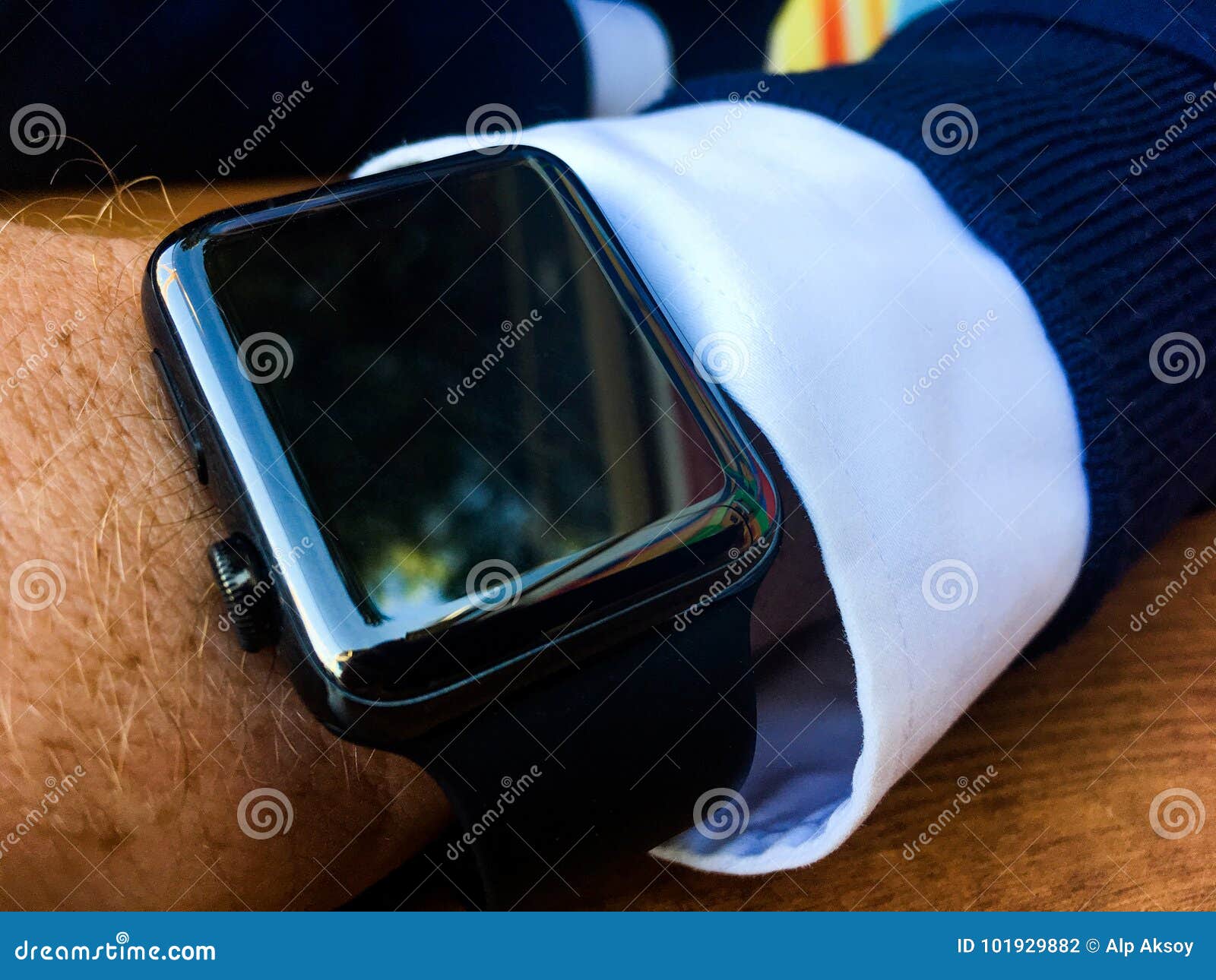 Man Wearing Smart Watch with His Suit. Stock Photo - Image of ...