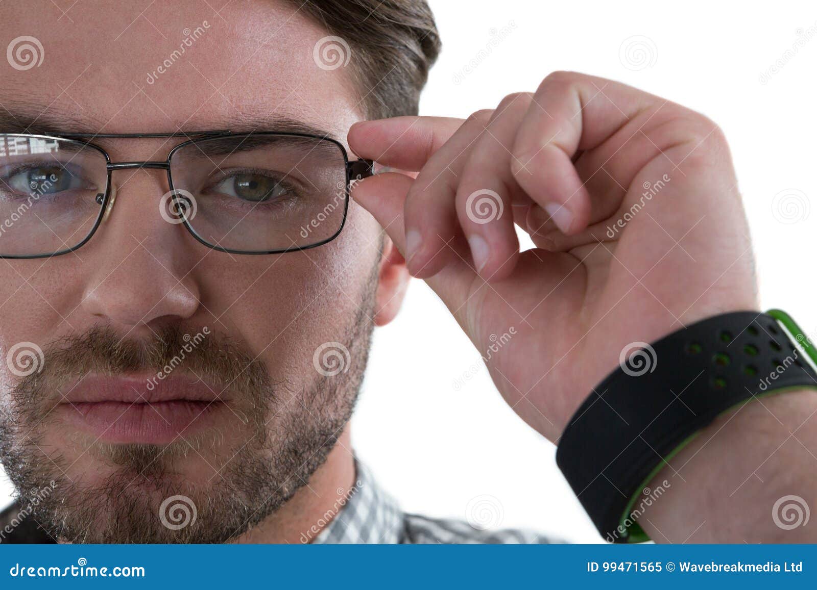 Man wearing spectacles stock image. Image of white, protective - 99471565