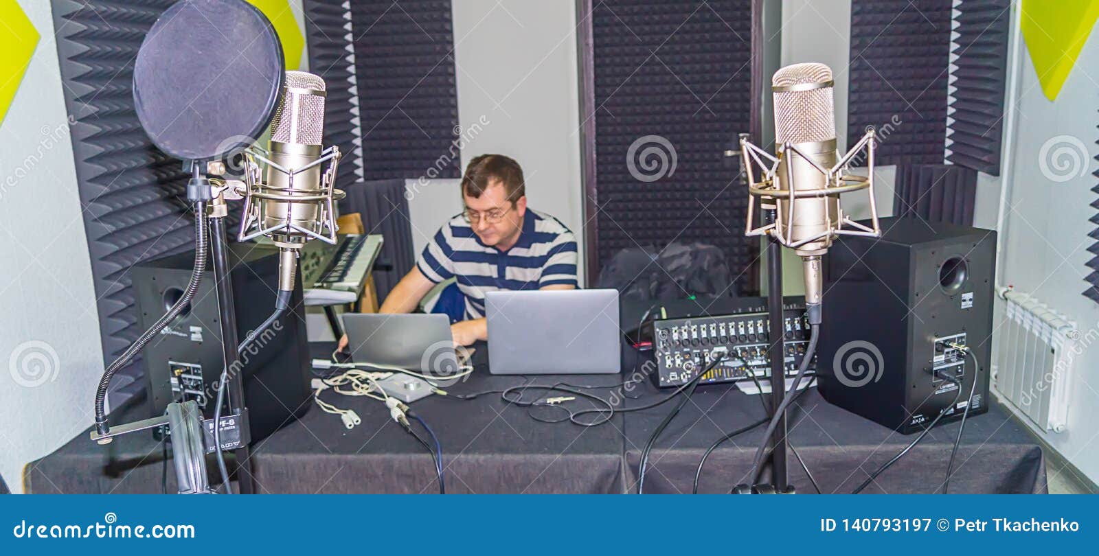 Man at recording studio stock image. Image of broadcasting - 140793197