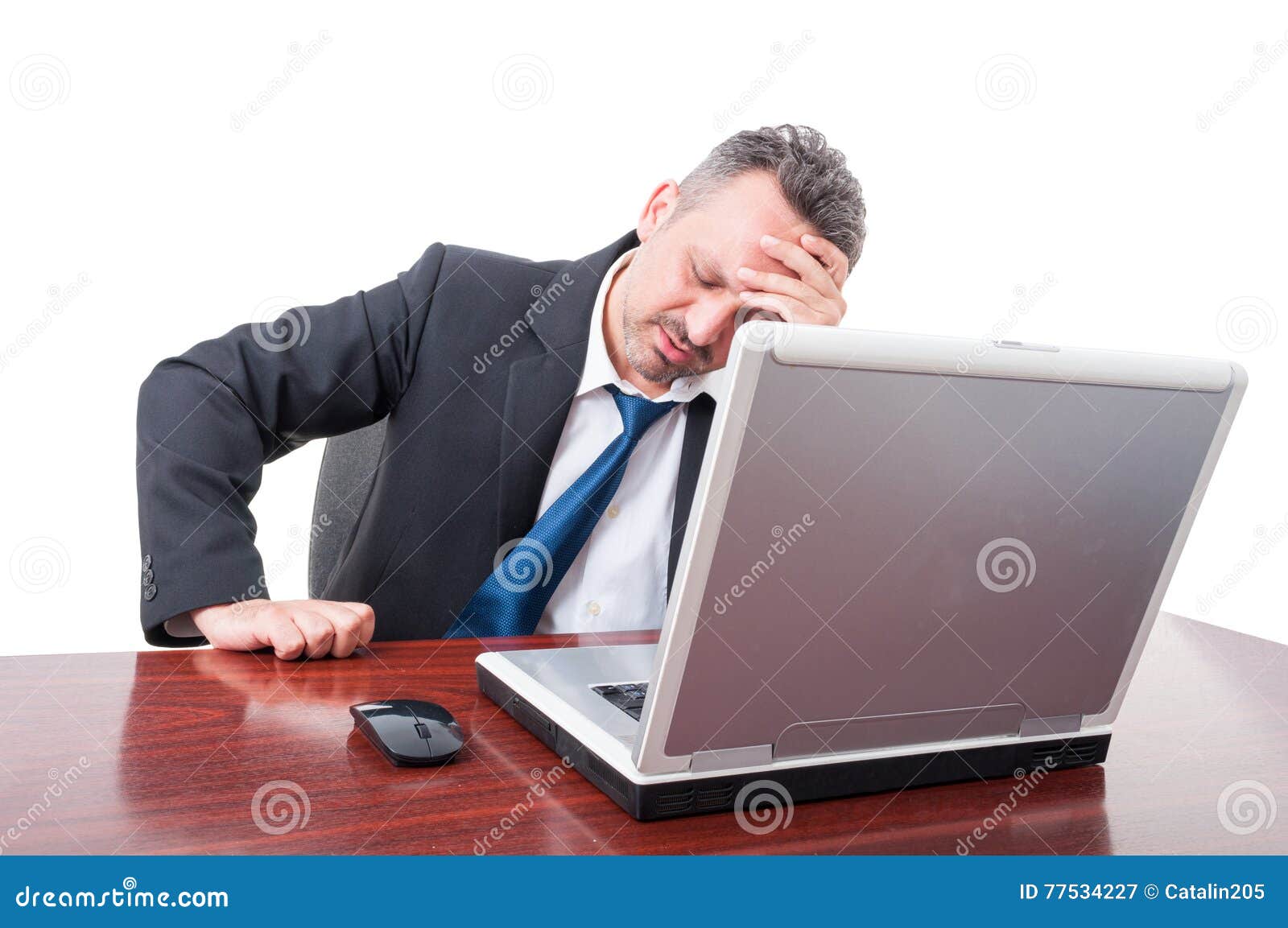 Man Wearing Suit at Office Being Very Tired Stock Image - Image of ...