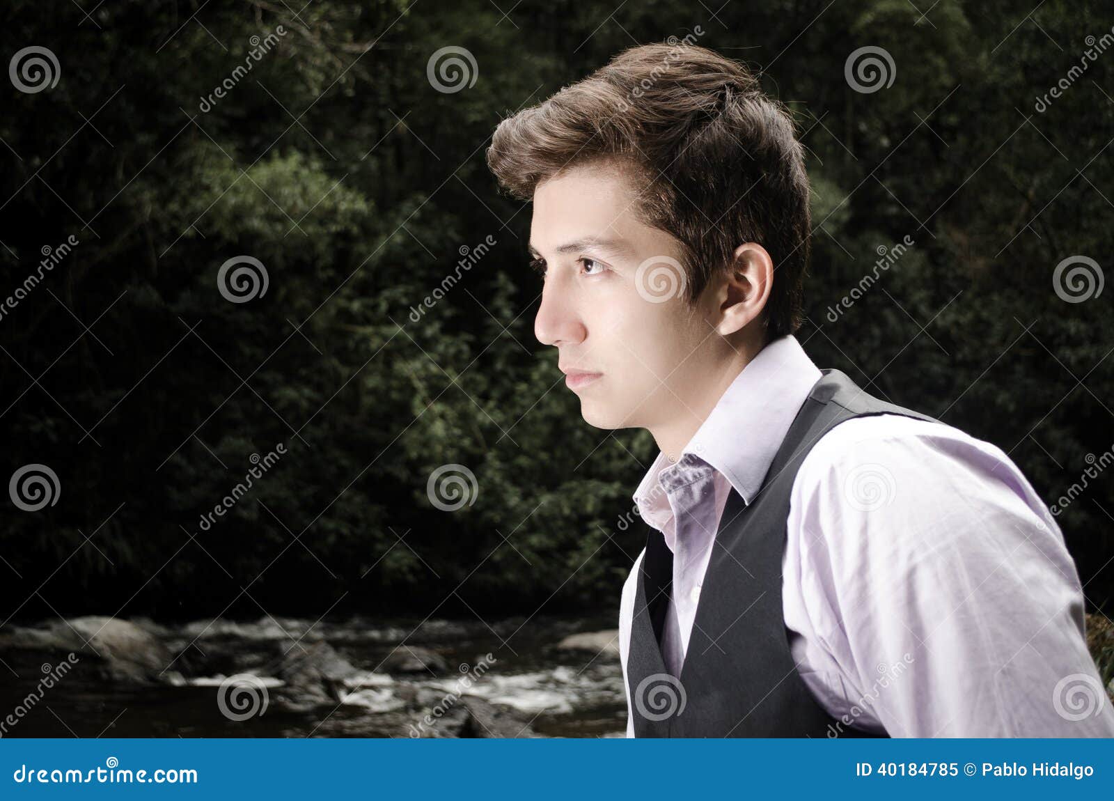 Man Wearing Suit Outdoors in the Forest Stock Image - Image of male ...