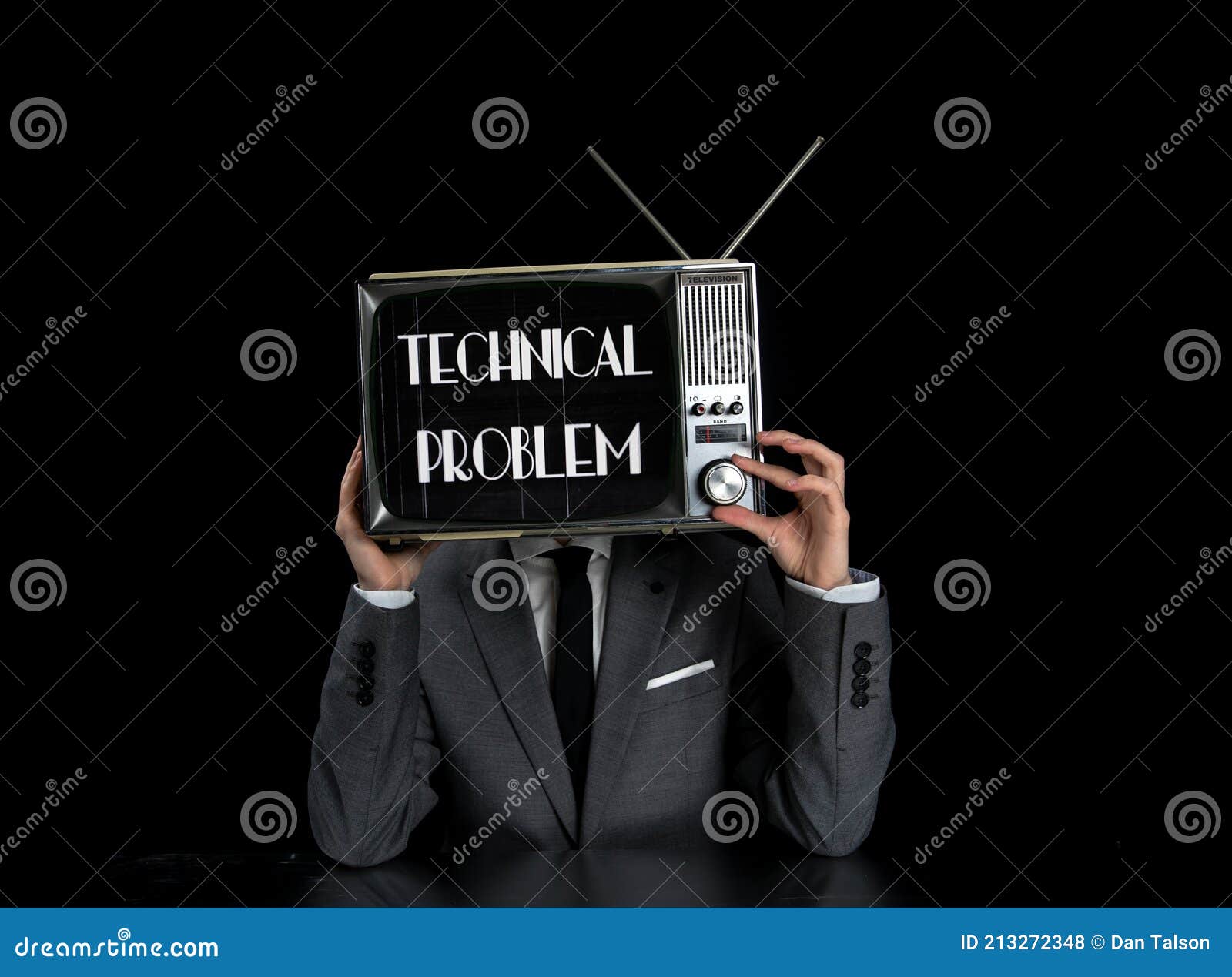Man Wearing Suit with TV on Head Stock Photo - Image of uncertainty ...
