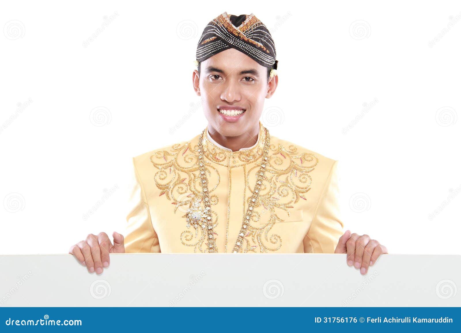 Man Wearing Traditional Dress Java Holding Blank Board Stock Photos ...
