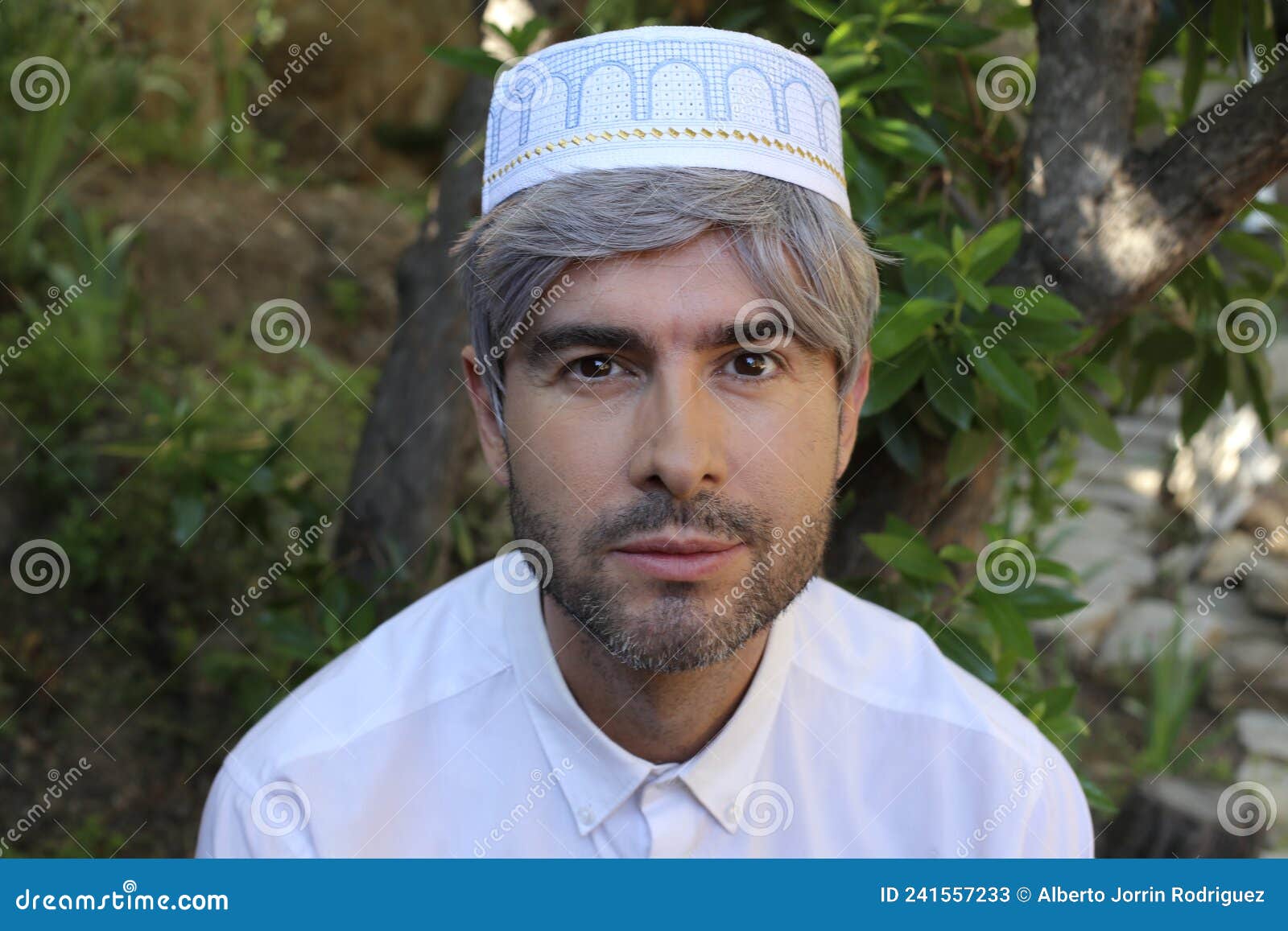 Man Wearing Traditional Religious Skullcap Stock Image - Image of ...
