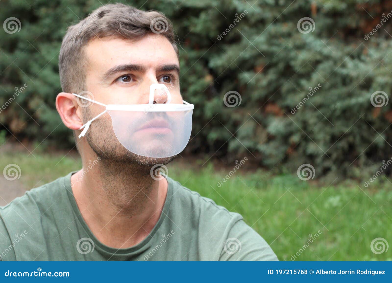 Man Wearing Transparent Protective Mask Stock Photo - Image of hygiene ...
