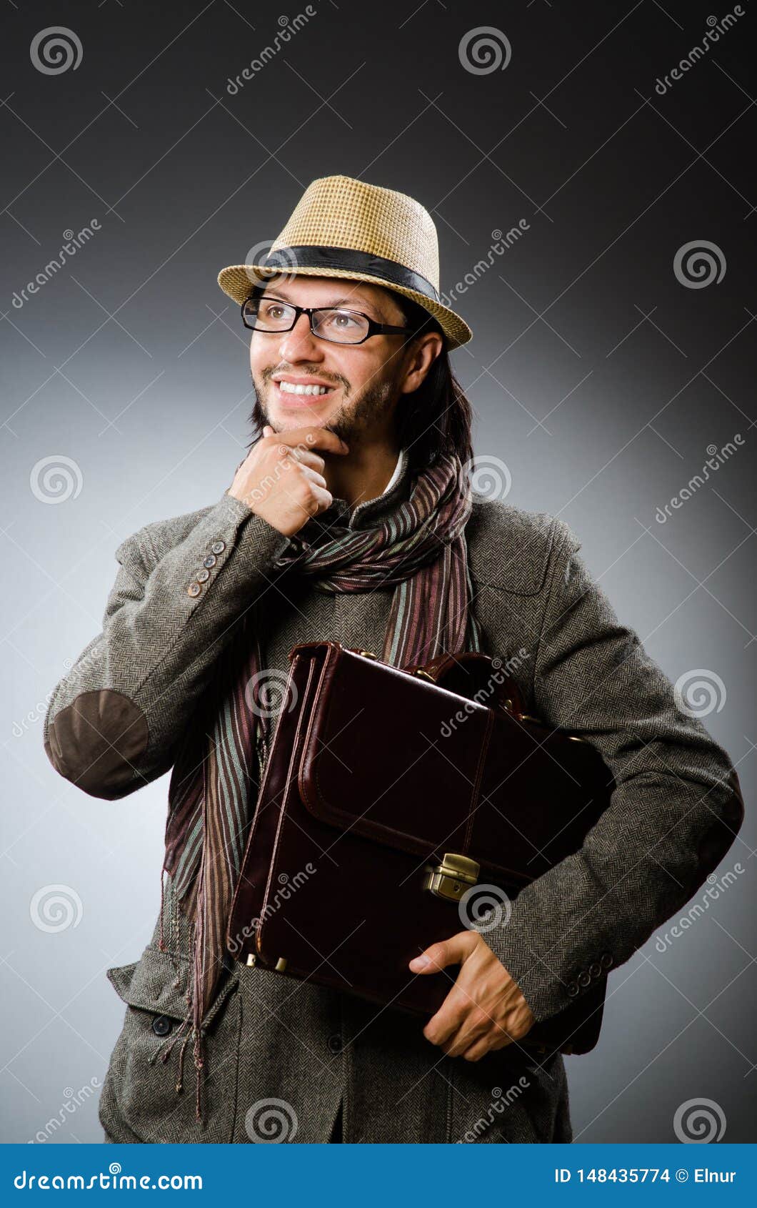The Man Wearing Vintage Hat in Funny Concept Stock Photo - Image of ...