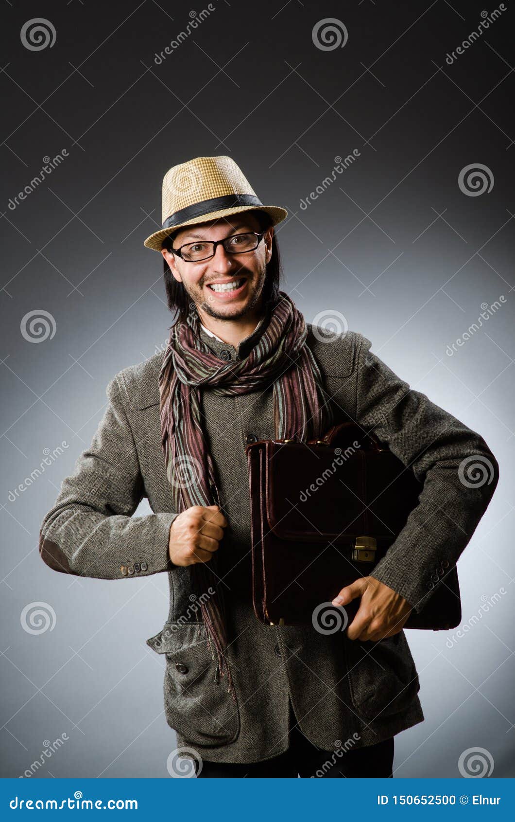 The Man Wearing Vintage Hat in Funny Concept Stock Photo - Image of ...