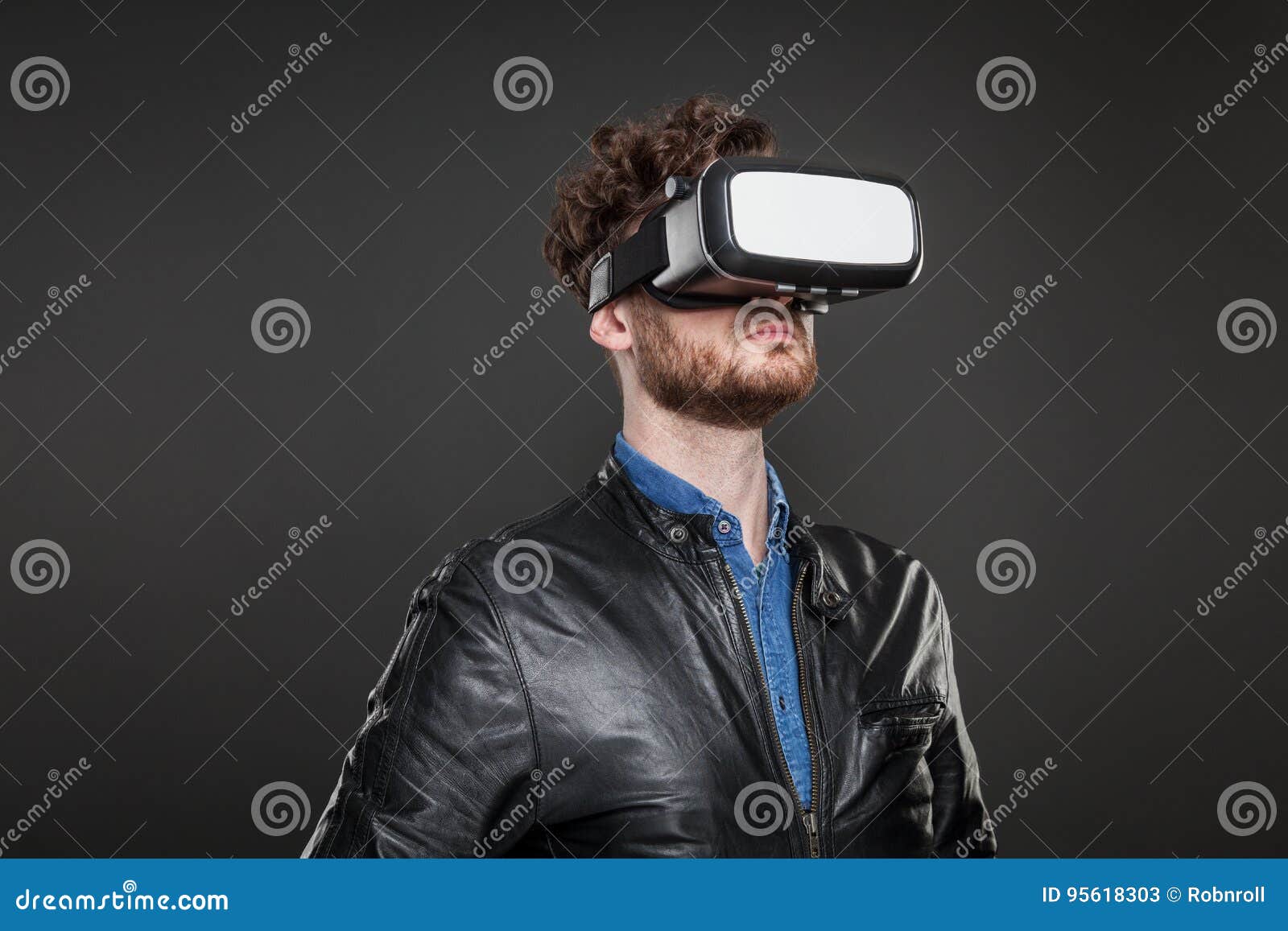Man Wearing Virtual Reality Goggles Stock Image - Image of display ...