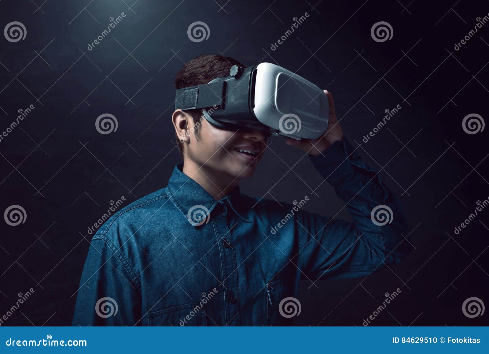 Man Wearing Virtual Reality Headset Stock Photo - Image of equipment ...