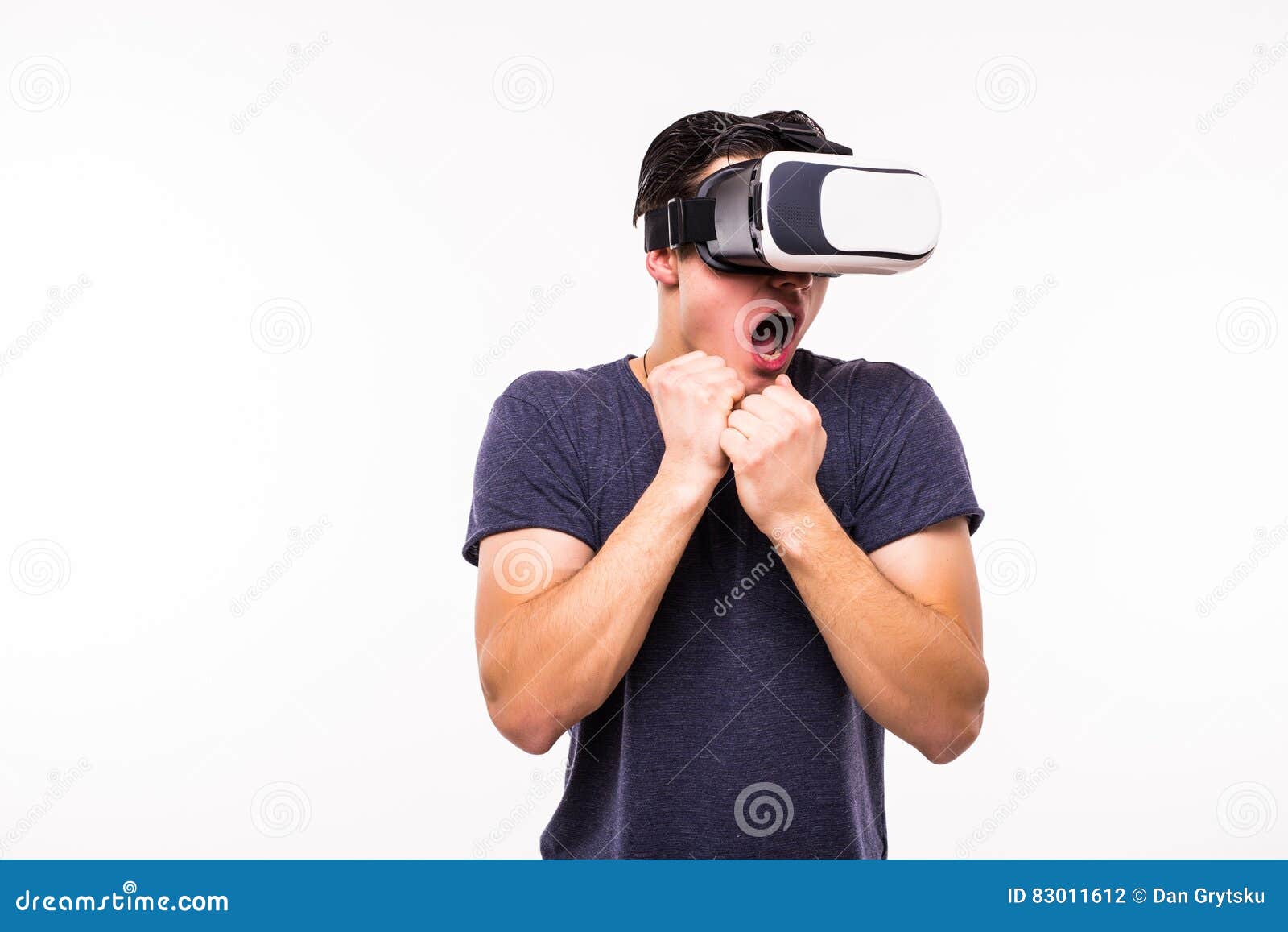 Man Wearing Virtual Reality Using a VR Headset Stock Photo - Image of ...
