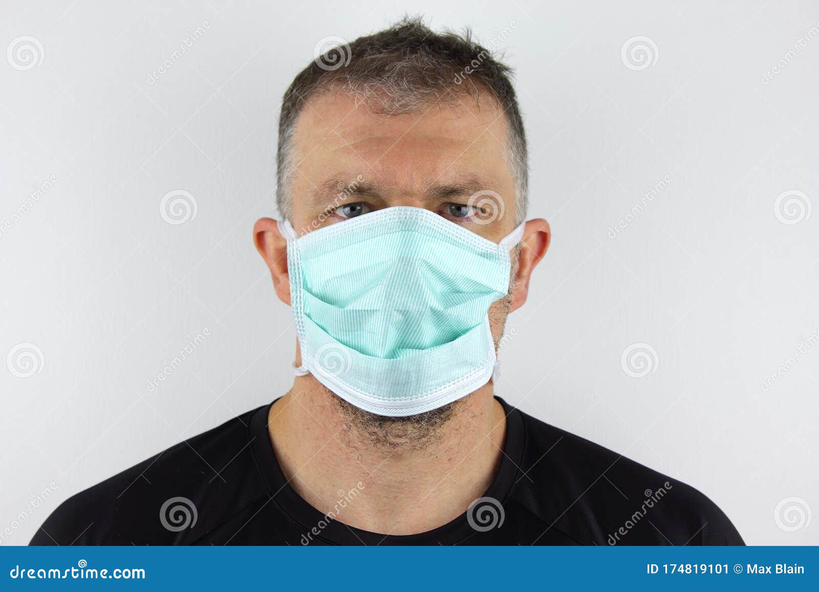A man wearing a virus mask stock image. Image of caution - 174819101