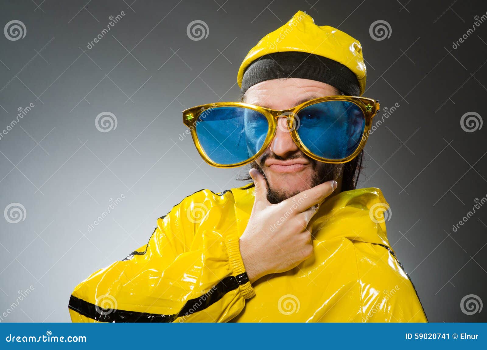 Man Wearing Yellow Suit in Funny Concept Stock Image - Image of dance ...