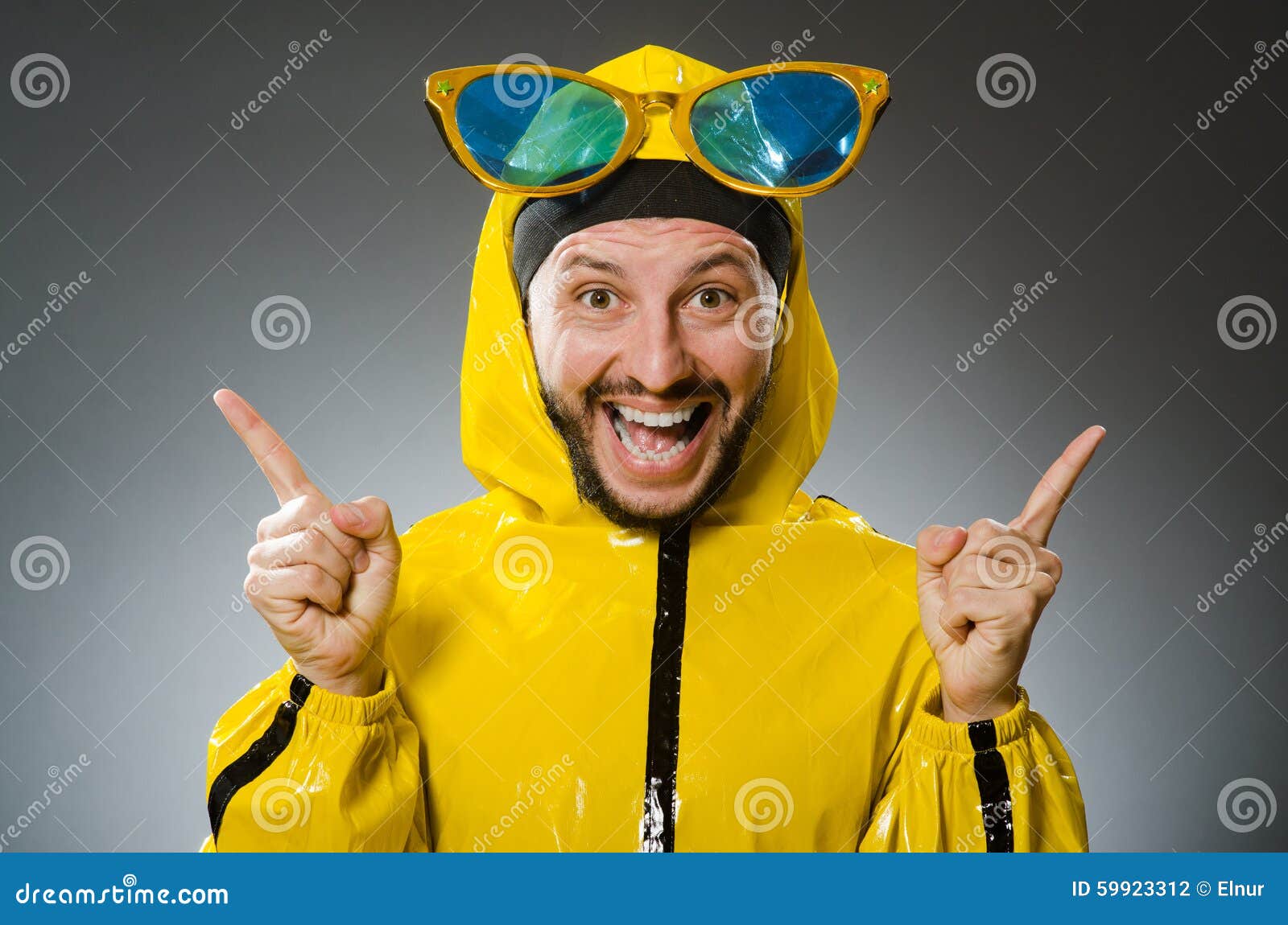 Man Wearing Yellow Suit in Funny Concept Stock Photo - Image of dance ...