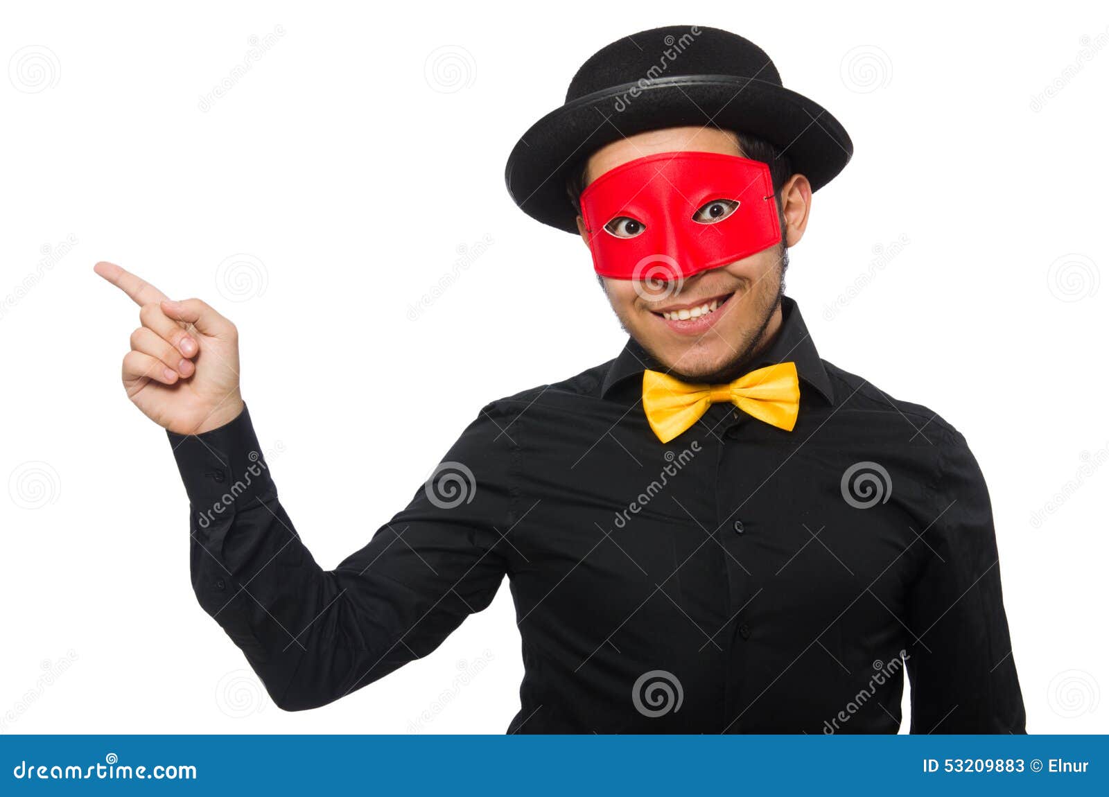 A Man Wears Red Mask on White Stock Image - Image of imysterious, mask ...