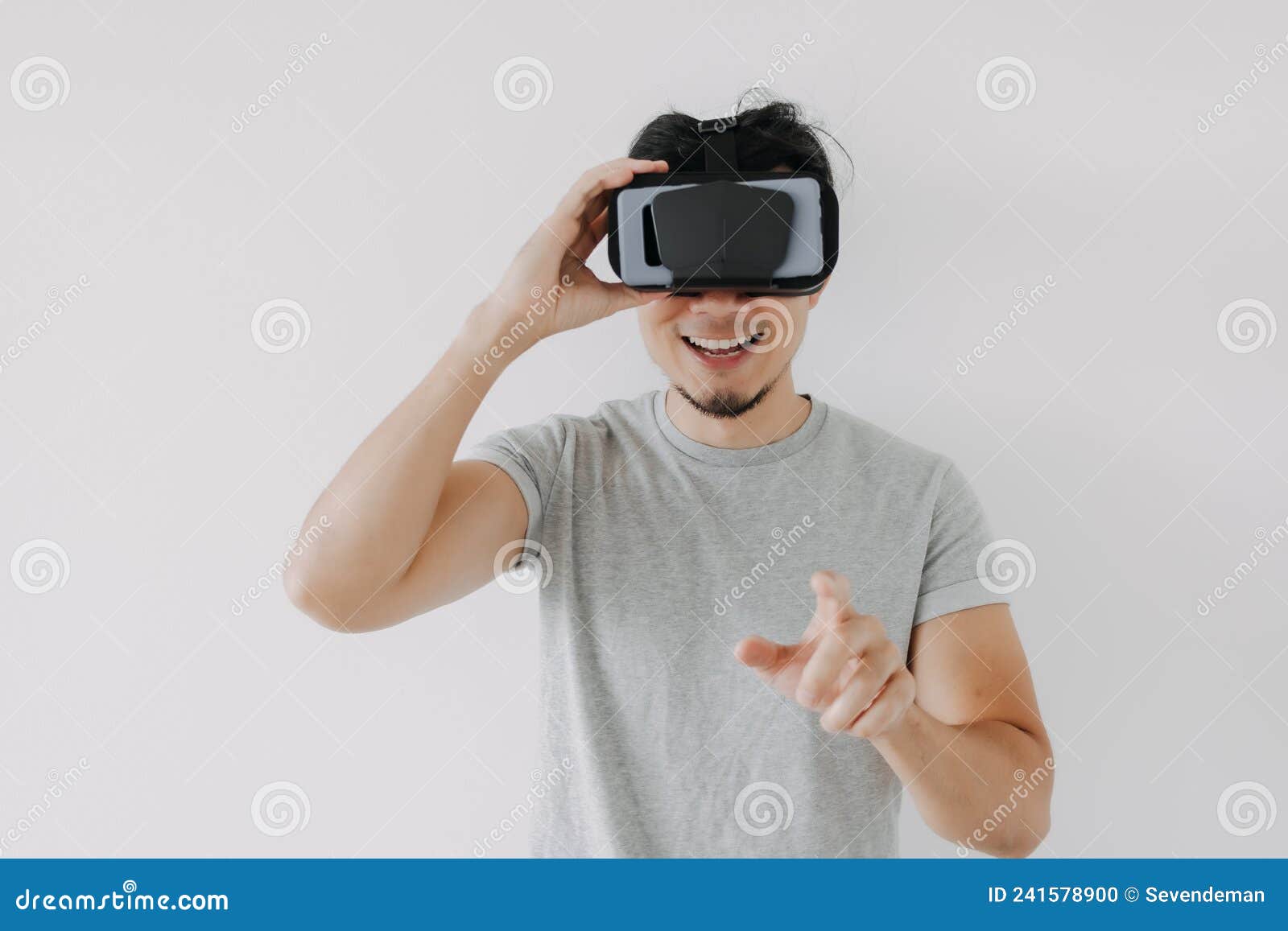 Man Wears Virtual Glasses for Interactive Virtual Meta World Technology ...