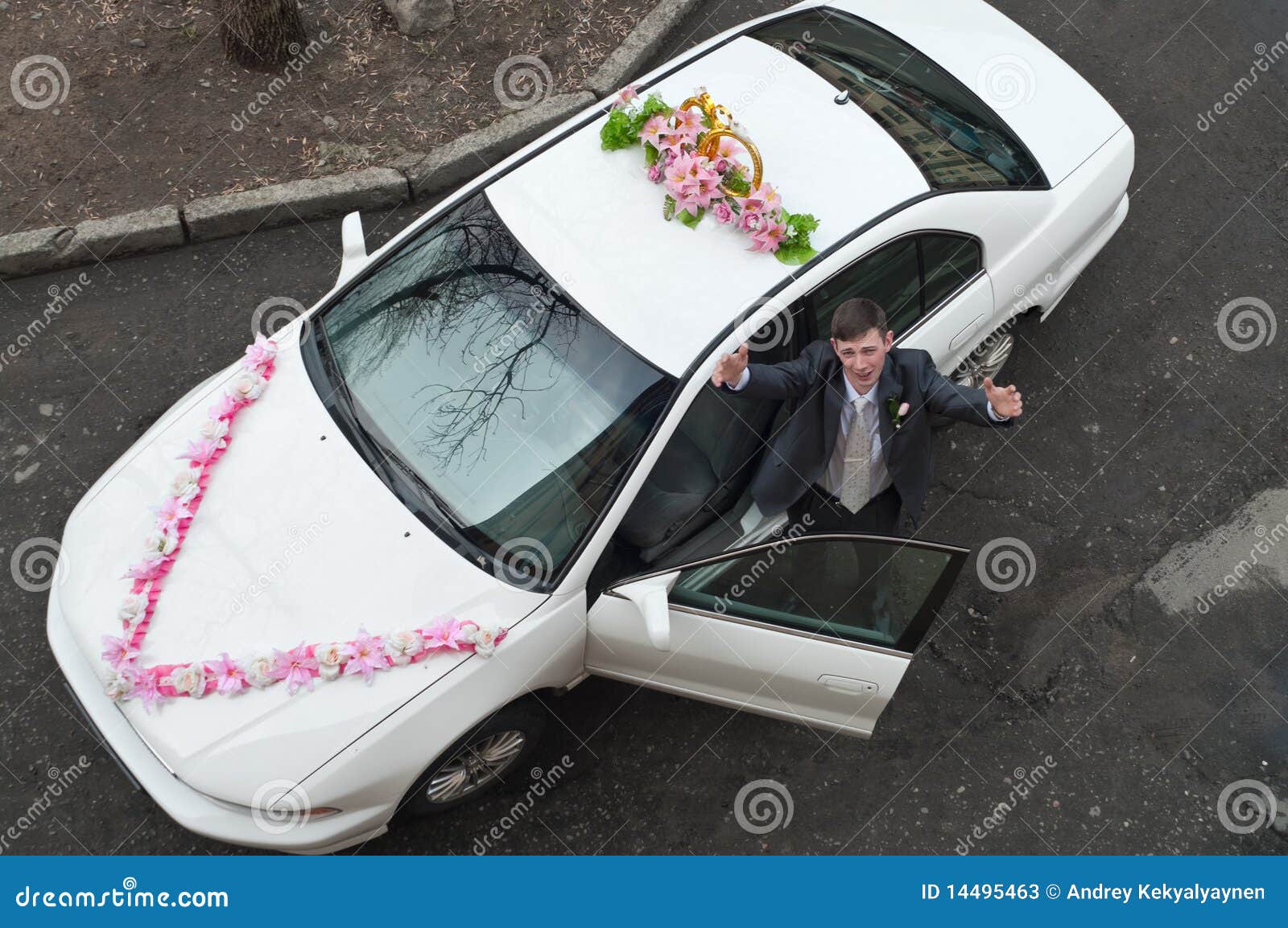 Man on wedding car stock image. Image of mode, happy - 14495463