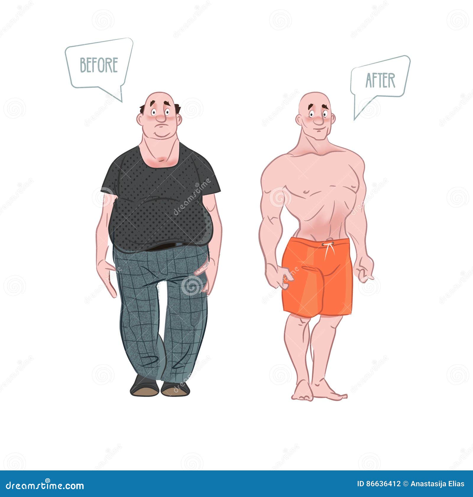 Man Weight Loss-before and after . Stock Vector - Illustration of diet ...