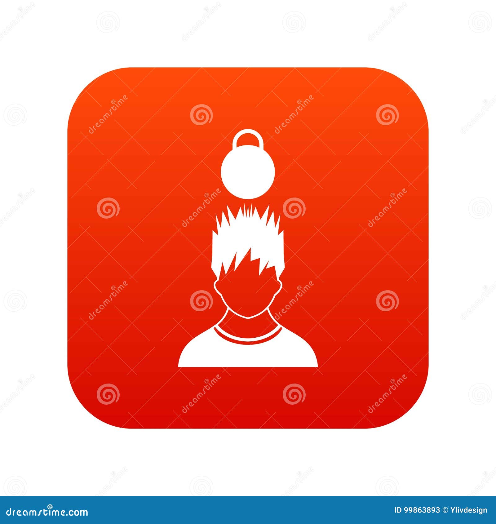 Man with the Weight Over Head Icon Digital Red Stock Vector ...