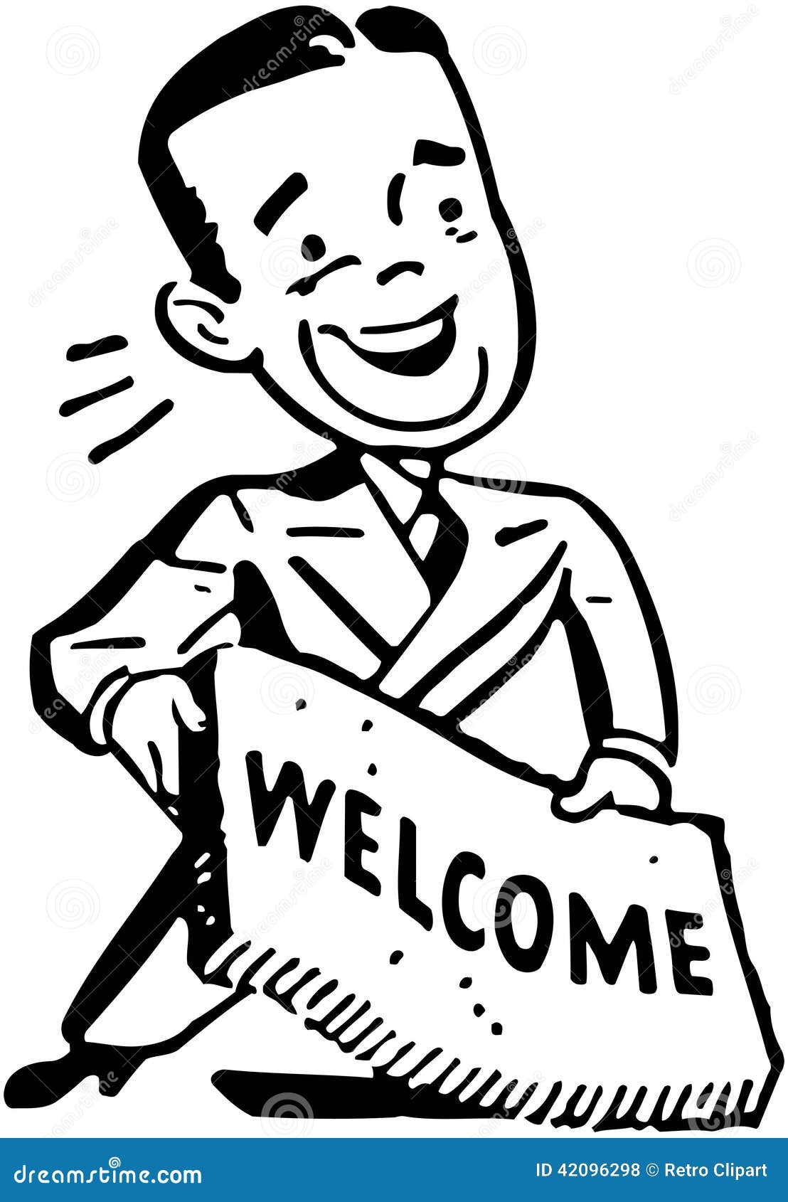 Man with Welcome Mat stock vector. Illustration of cartoons - 42096298