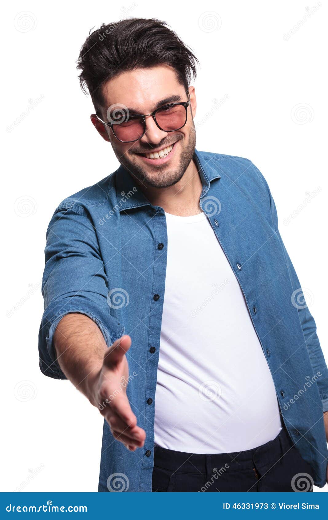 Man Welcoming You with a Handshake Stock Image - Image of caucasian ...