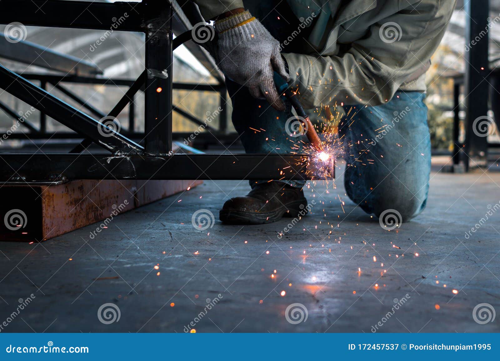 A Man Welder in Uniform is Working Stock Image - Image of dangerous ...