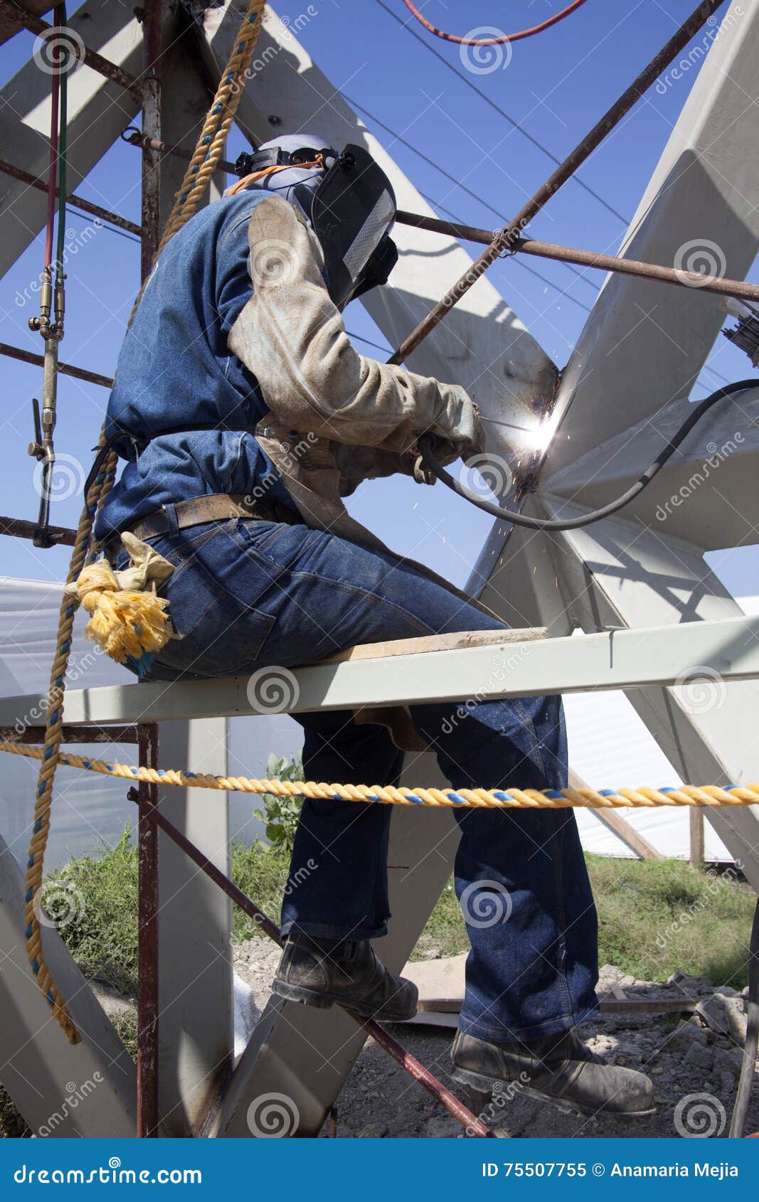Welding Of Metal Structures, Worker Welds Metal Structural Elements ...