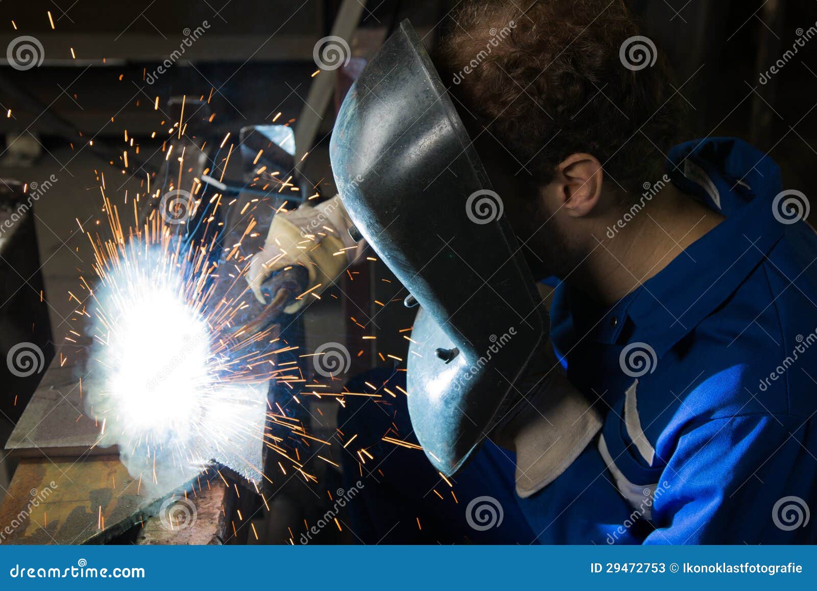 Man Welding Steel Creating Many Sparks Stock Image - Image of gloves ...