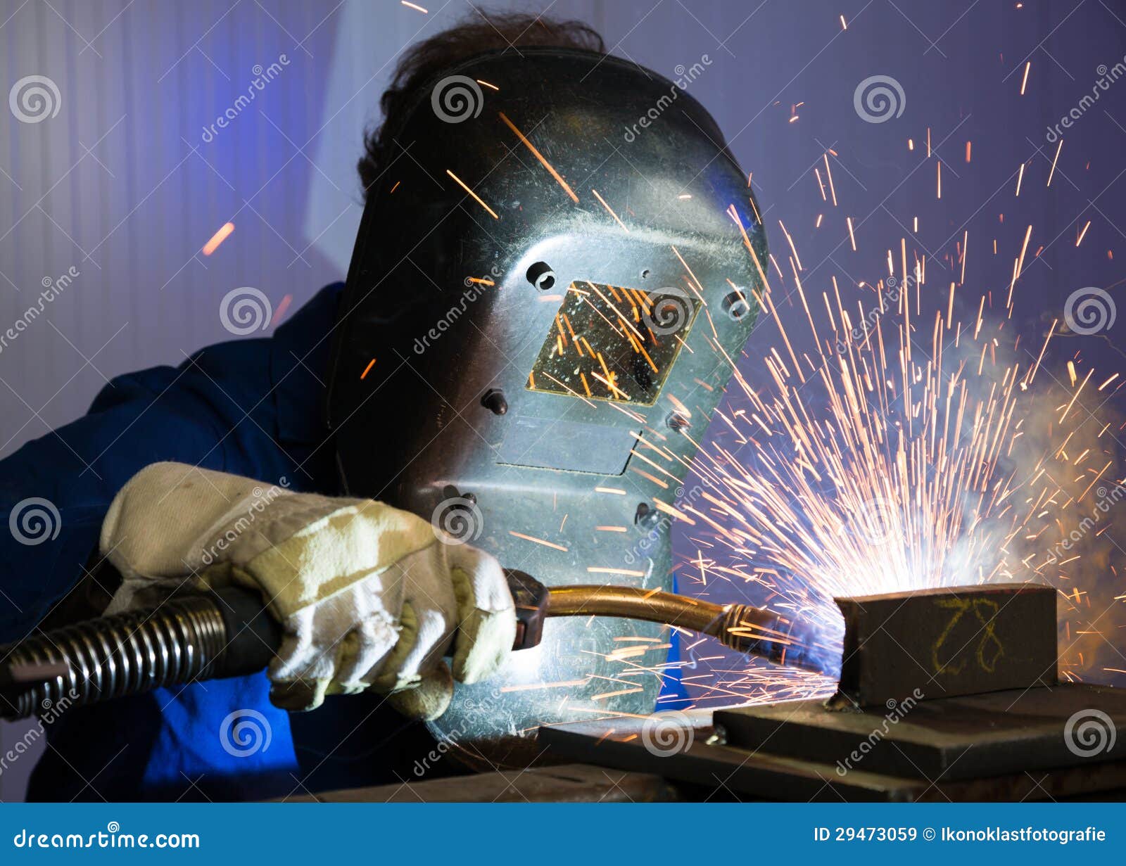 Man Welding Steel Creating Many Sparks Stock Image - Image of ...