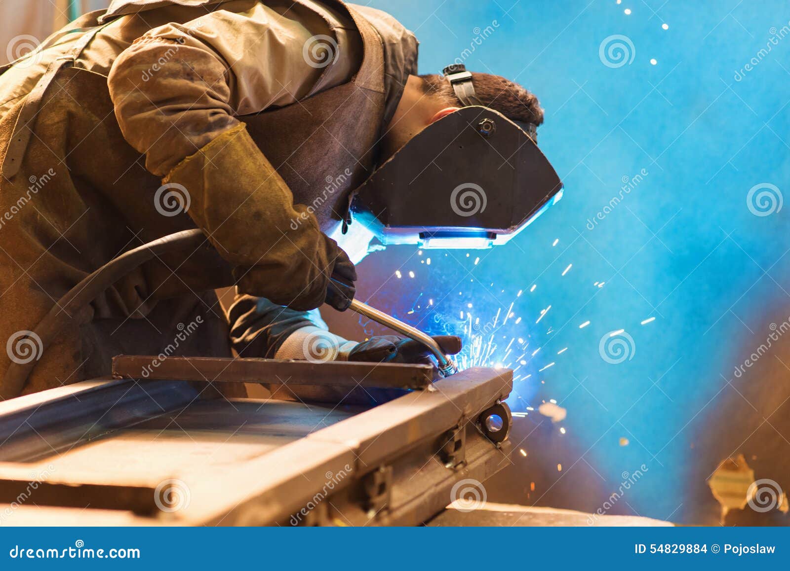 Man welding stock photo. Image of hall, metal, fabrication - 54829884
