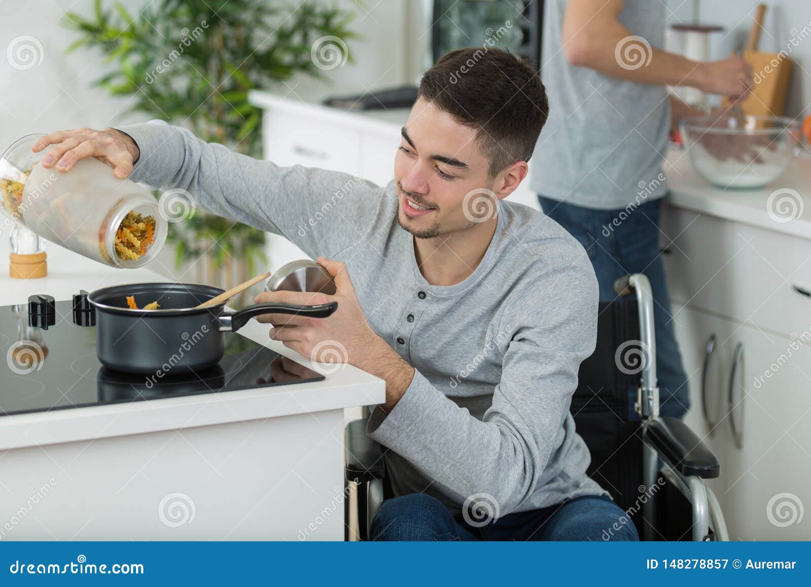 Man on Wheelchair Cooking Meal Stock Image - Image of taste, motion ...