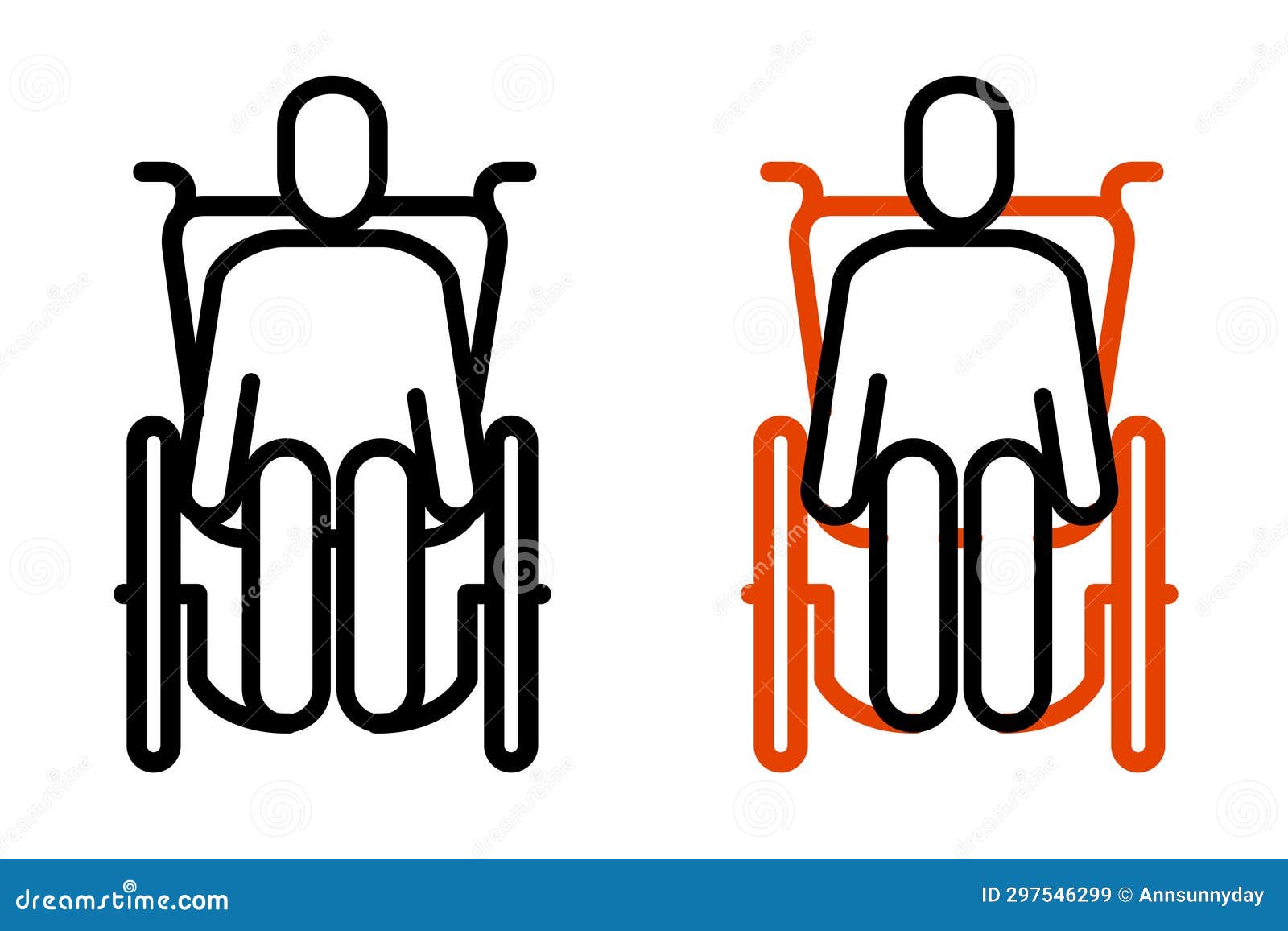 Man on Wheelchair, Front View, Disabled Simple Line Icon Stock Illustration - Illustration of ...
