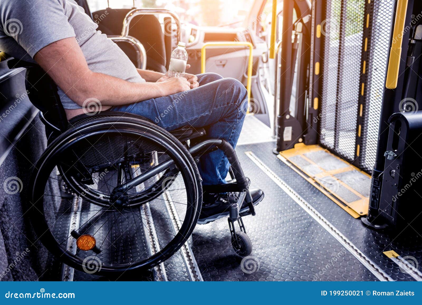 A Man in a Wheelchair Inside of a Specialized Vehicle Stock Image ...