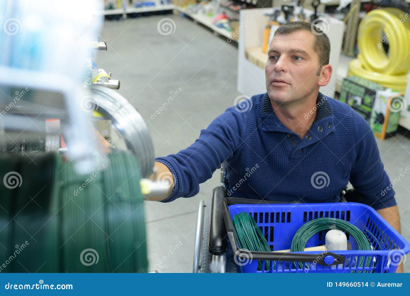 Man in Wheelchair Shopping in Hardware Store Stock Photo - Image of ...