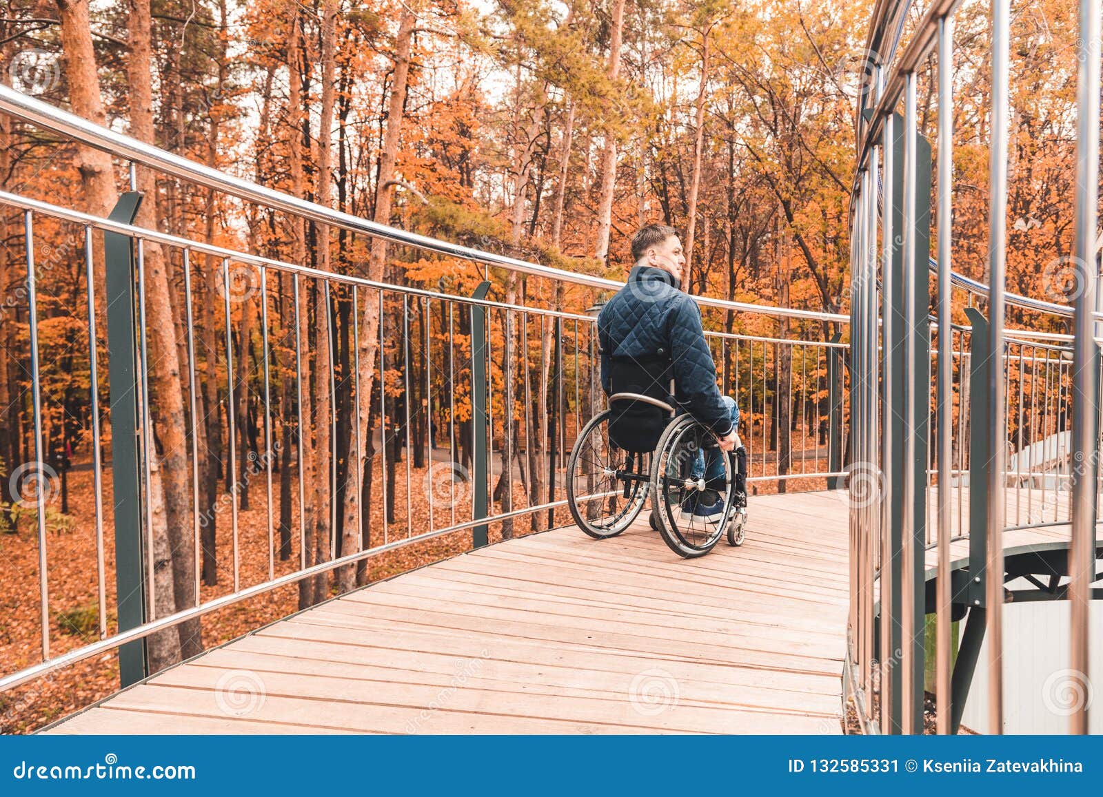 Man in a Wheelchair Use a Wheelchair Ramp. Stock Image - Image of ...