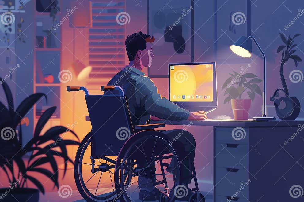 Innovating Accessibility: Man in Wheelchair Engages with Technology ...