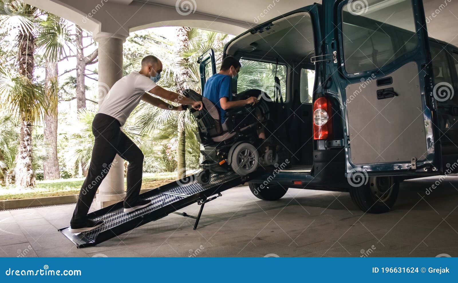 Man on Wheelchair Using Vehicle Ramp Stock Photo - Image of chair ...