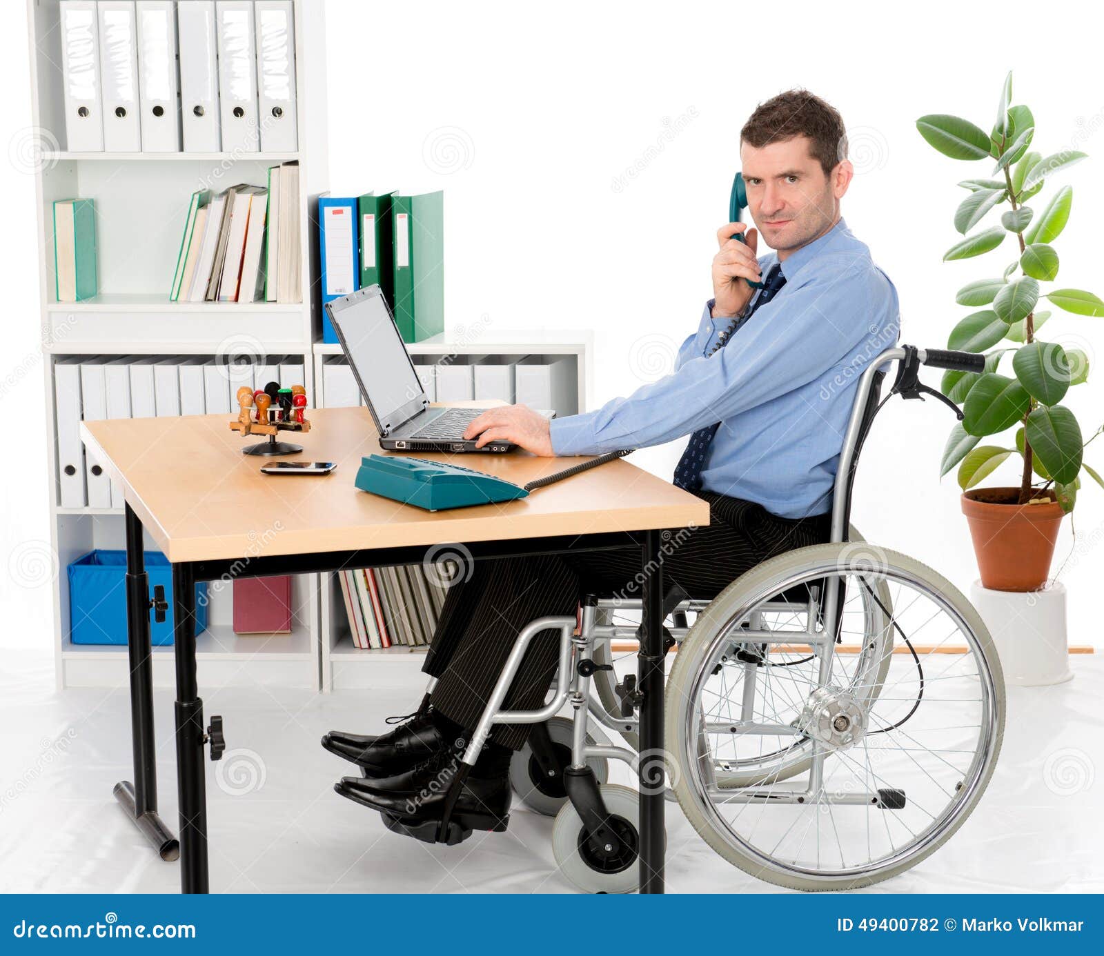 Man in Wheelchair is Working Stock Photo - Image of accident, handicap ...