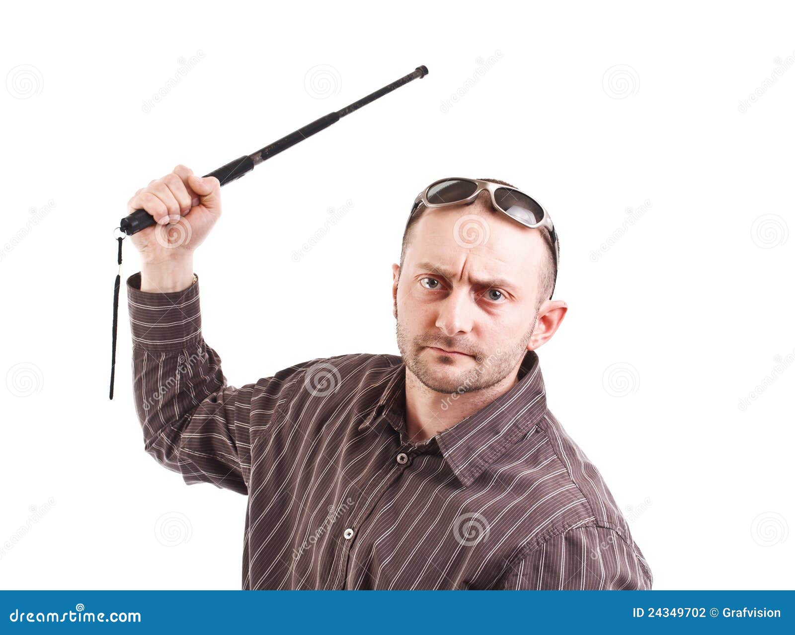 Man whit truncheon stock photo. Image of addiction, handle - 24349702