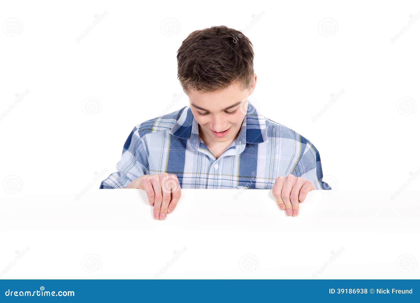 Man with white board stock photo. Image of handsome, billboard - 39186938