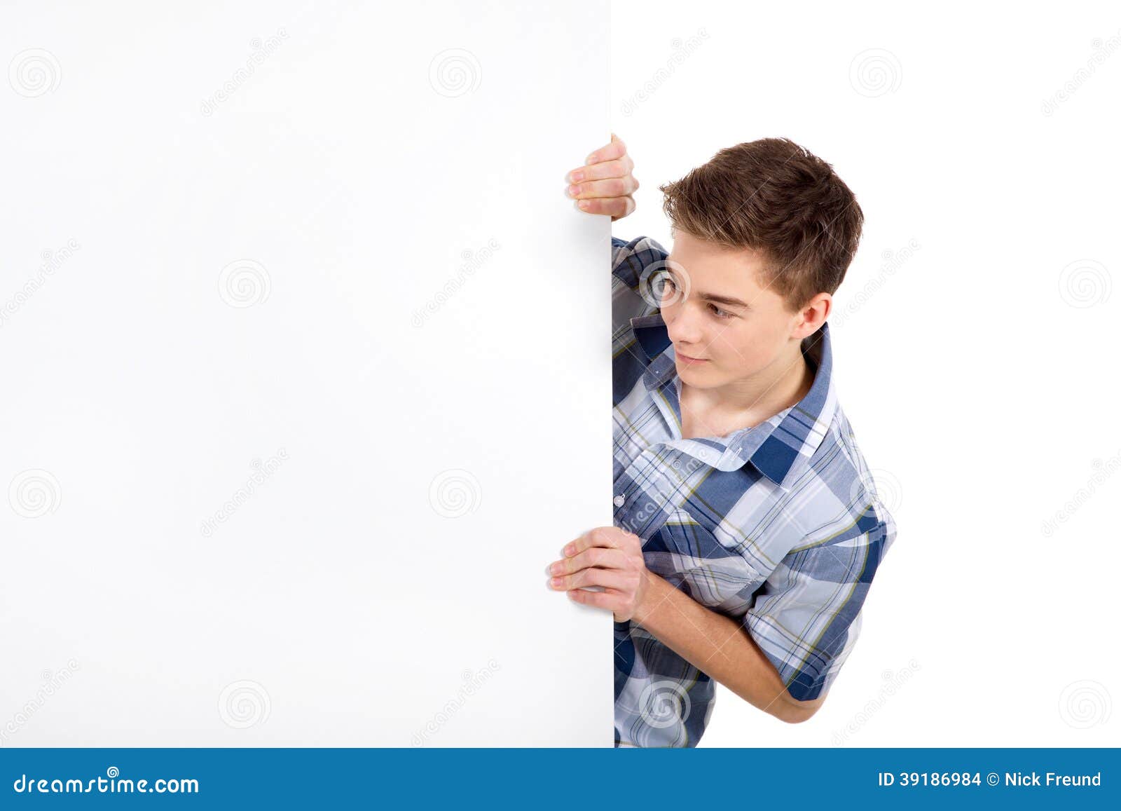 Man with white board stock photo. Image of handsome, advertisement ...