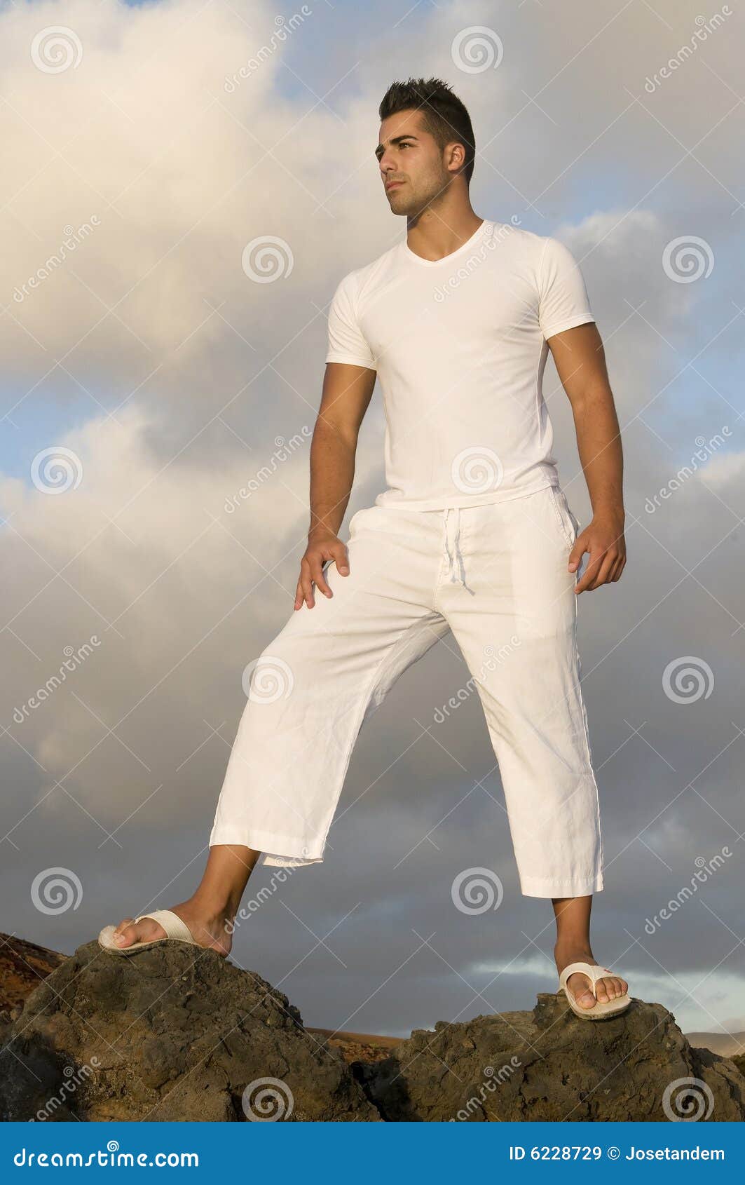 Man with White Clothes on the Vulcan Stock Image - Image of mountain ...