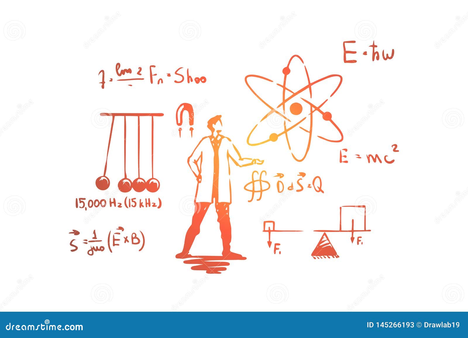 Newton Law Theory And Physics Mathematical Formula Equation, Doodle ...