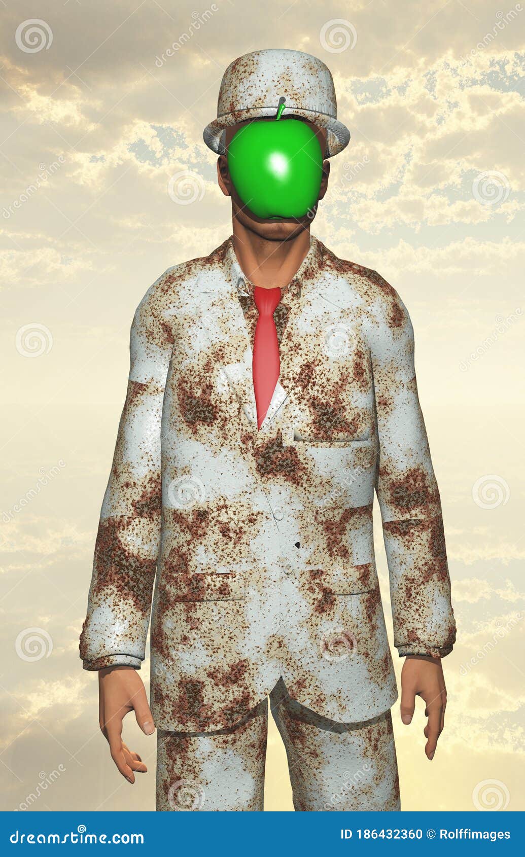 Man in white corroded suit stock illustration. Illustration of portrait ...