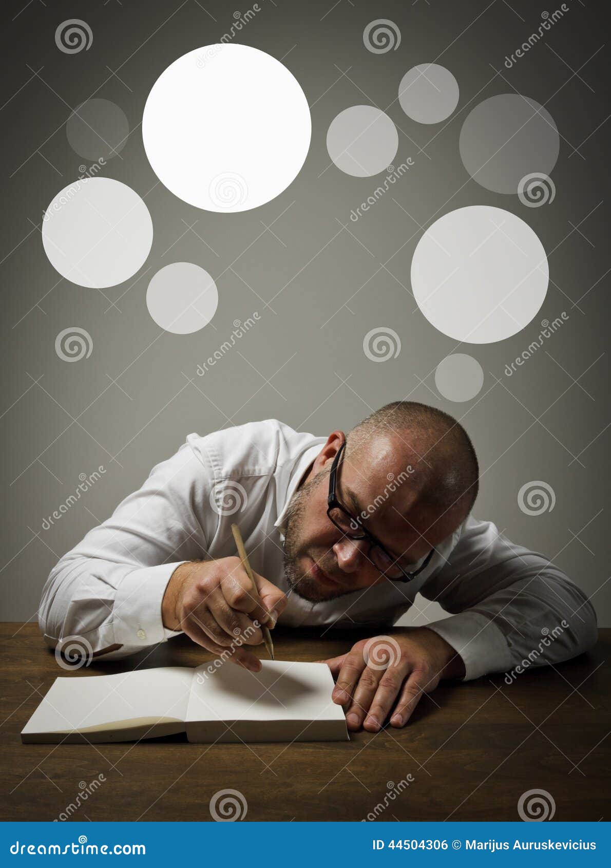 Man in White and Gray Bubbles. Stock Photo - Image of pencil, choose ...