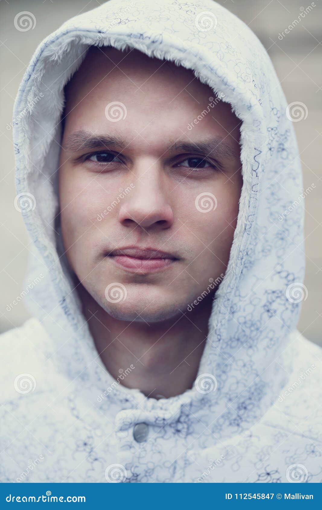 A man in a white hood stock image. Image of raglan, secret - 112545847