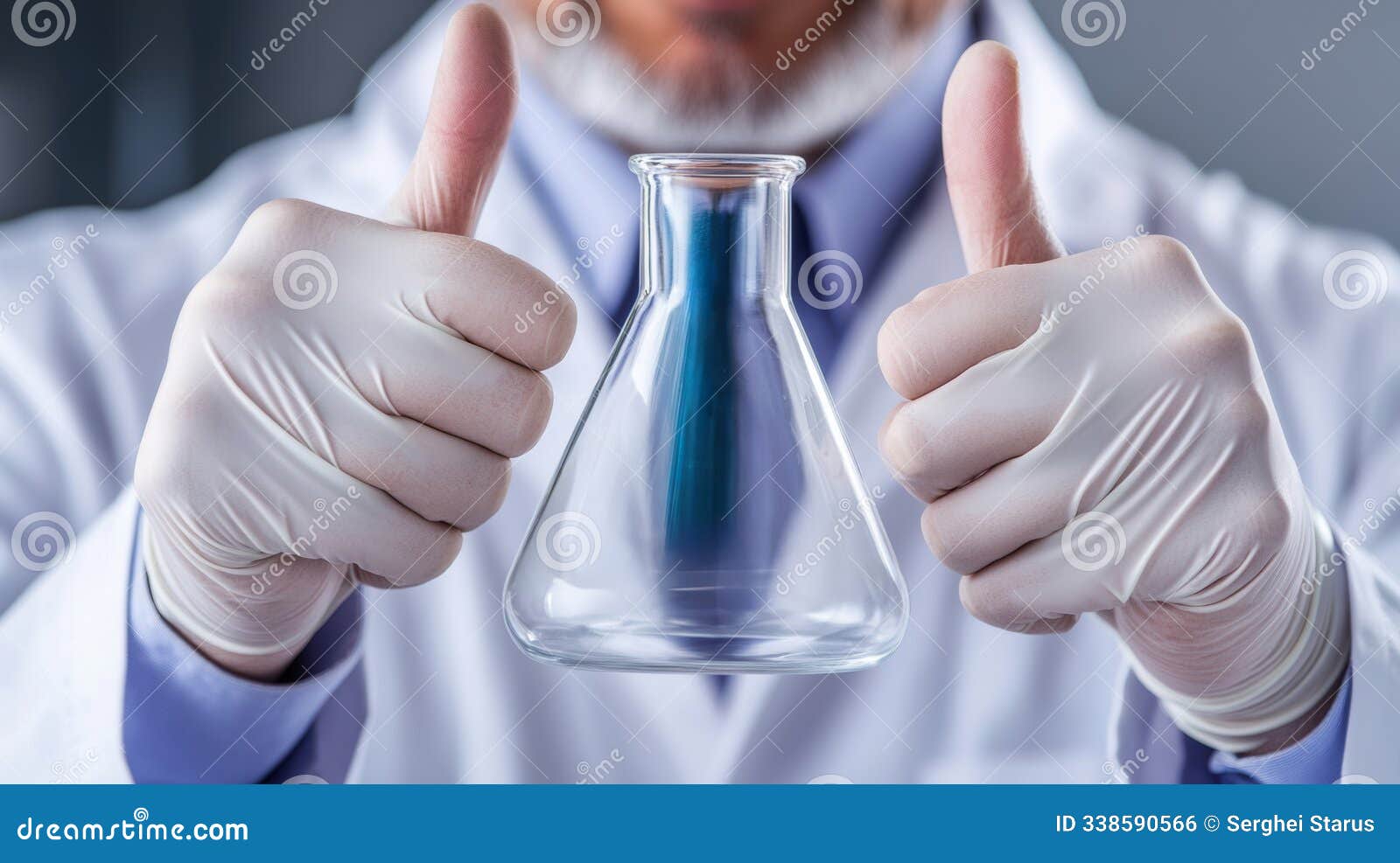 A Man in White Lab Coat Holding a Beaker with Thumbs Up, AI Stock Photo ...